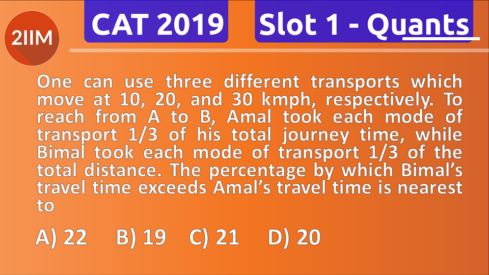 CAT 2019 Question paper - Time and Distance, 2IIM CAT 2024 CAT online ...