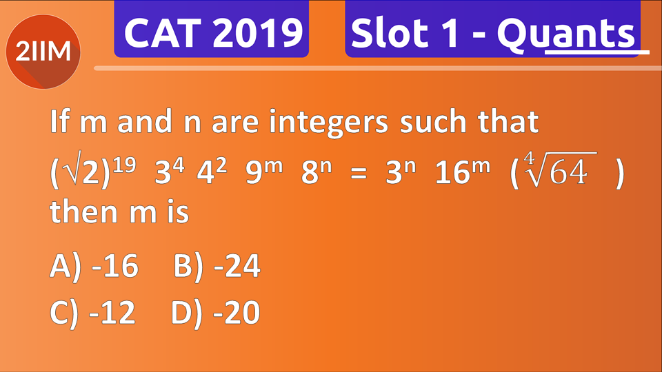 CAT 2019 Question paper - Algebra, 2IIM CAT 2024 CAT online coaching ...