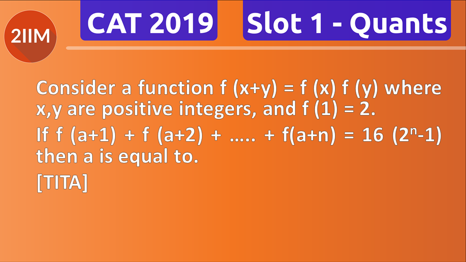 CAT 2019 Question Paper - Functions, 2IIM CAT 2024 CAT Online Preparation, Online CAT coaching ...