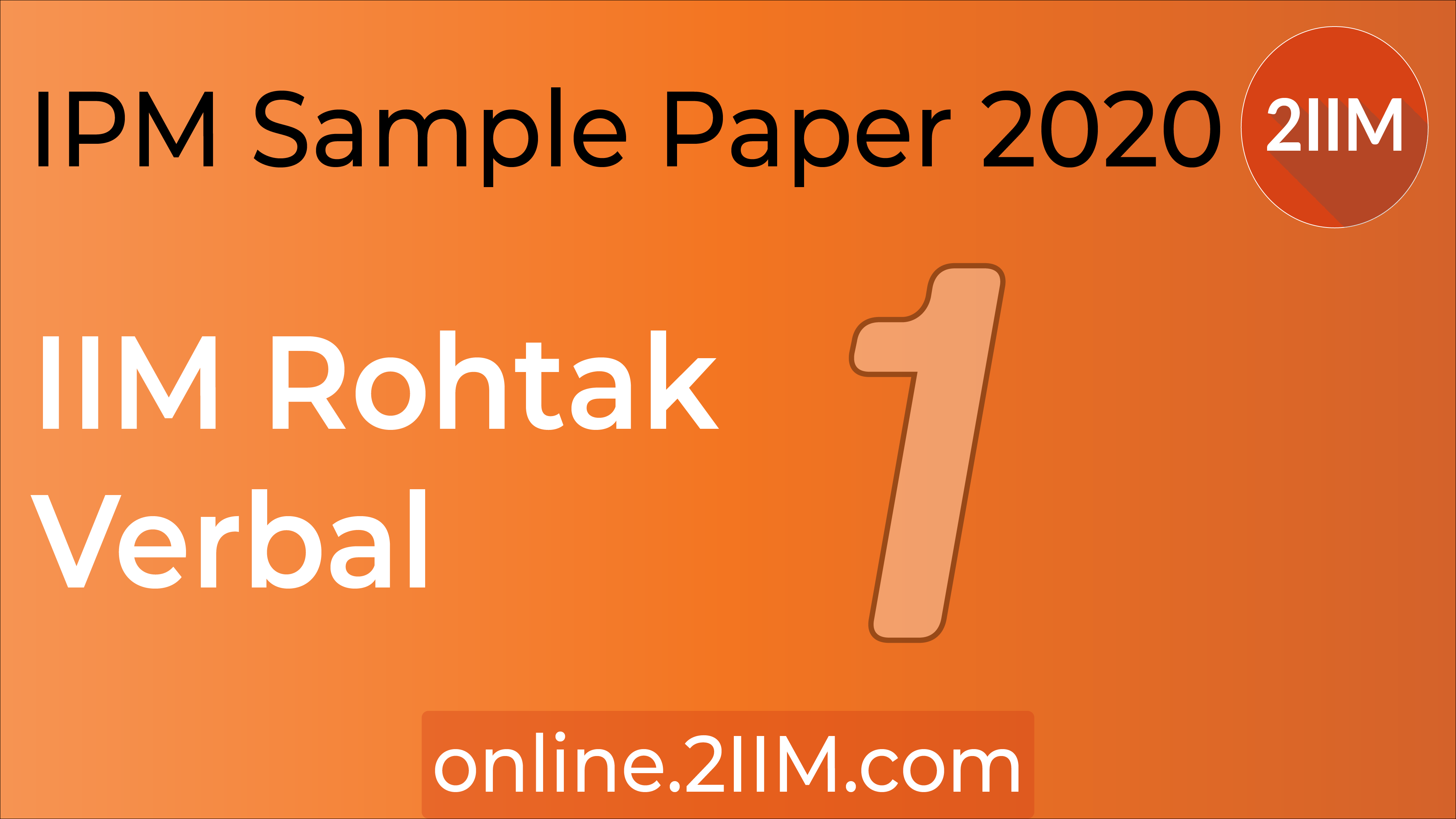 IPM Sample Paper - Verbal Ability | IPM Rohtak | IPMAT CAT 2024 | IPM ...